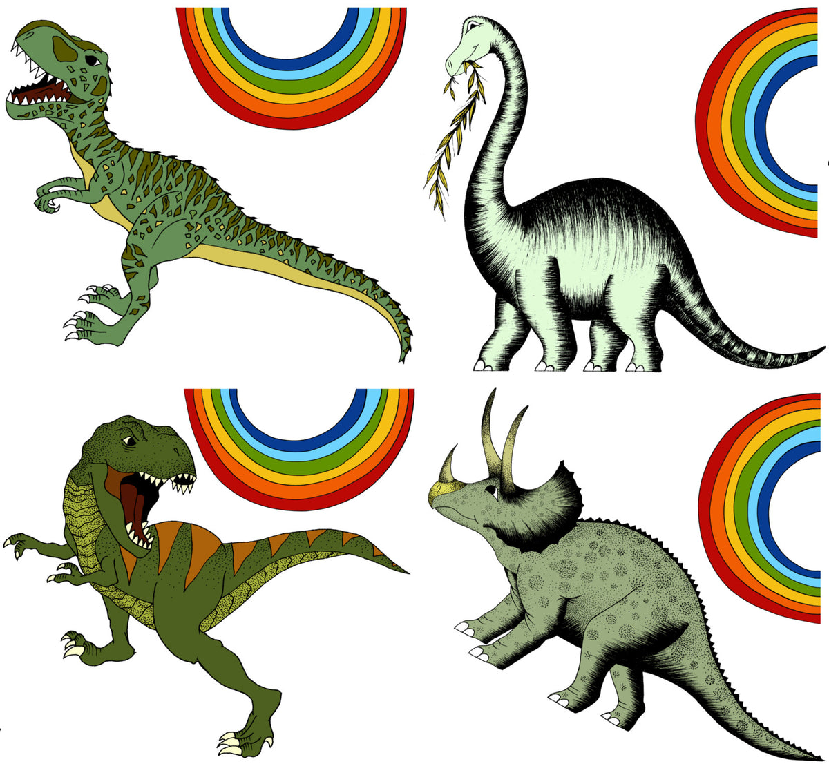 Decals - Single Dinosaur + Rainbow – Dino Raw