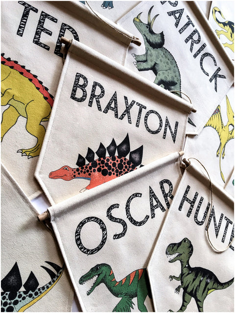 Personalised Dinosaur Name Print Banners – Dino Raw