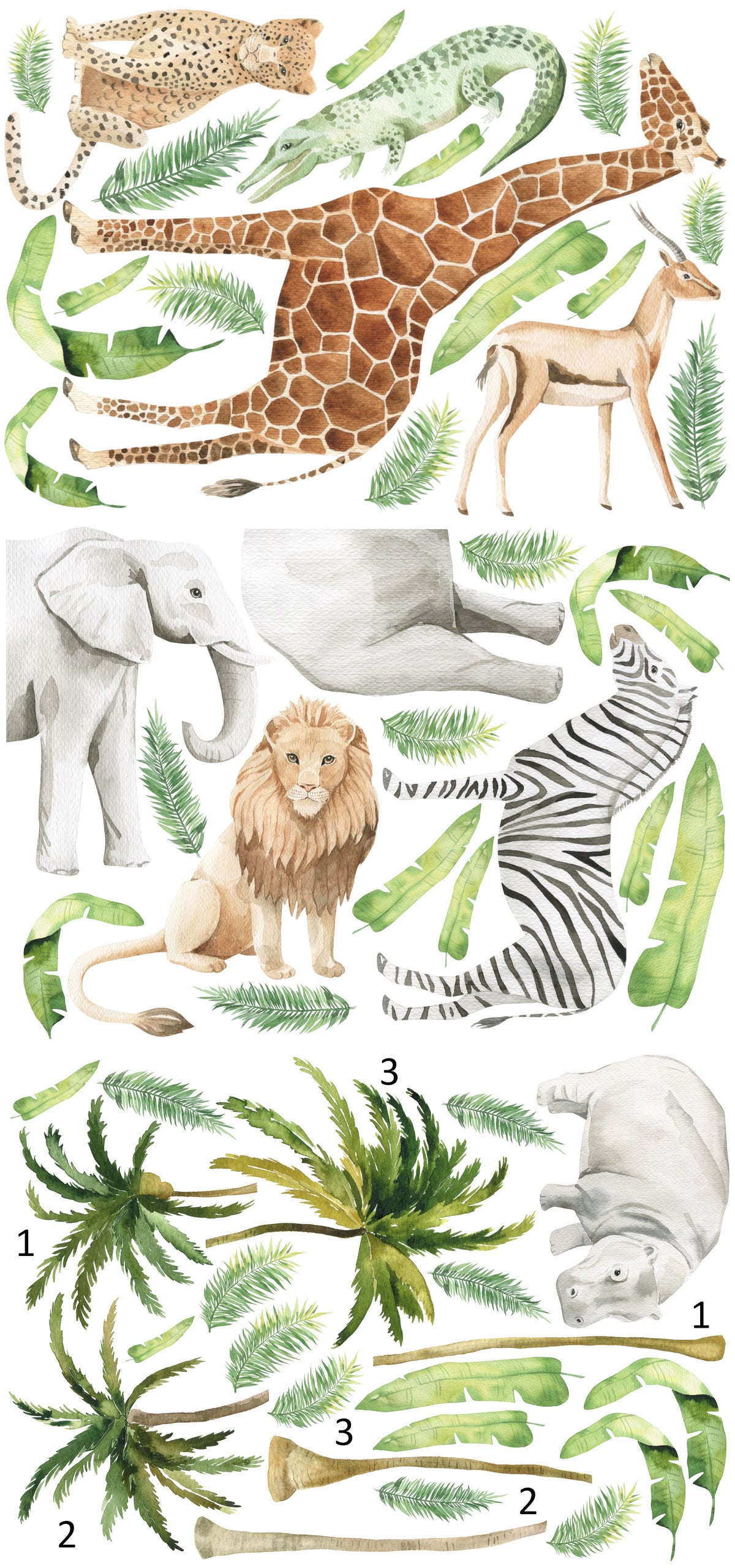 Decals - Bundle Pack Into The Wild Watercolour Safari – Dino Raw